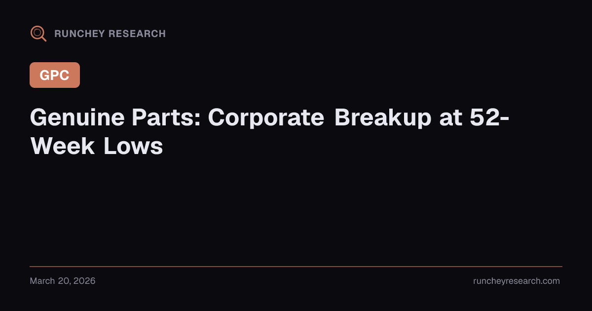 Genuine Parts: Splitting Into Two Companies at 52-Week Lows With a ...
